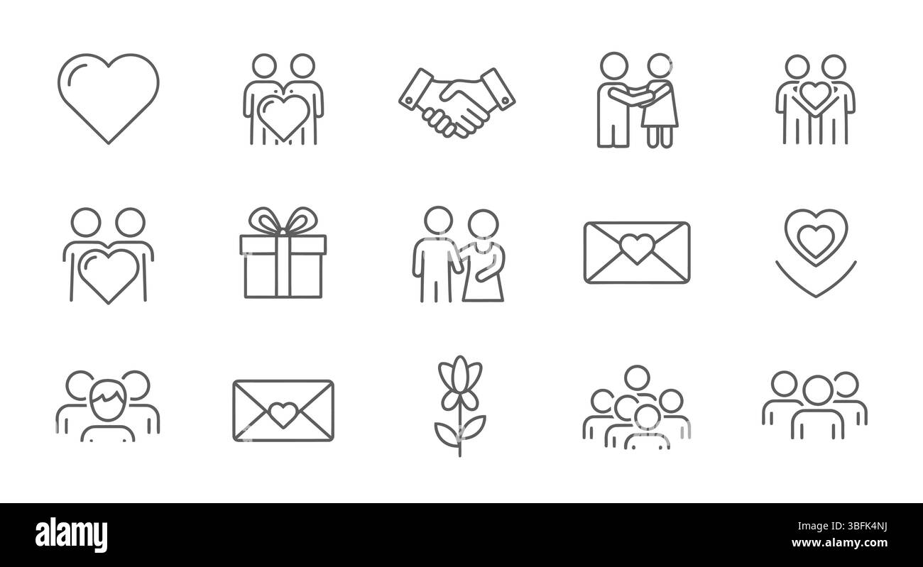Friendship Icon Set – Connection, Support, Trust, and Togetherness Symbols Stock Vector Image ...
