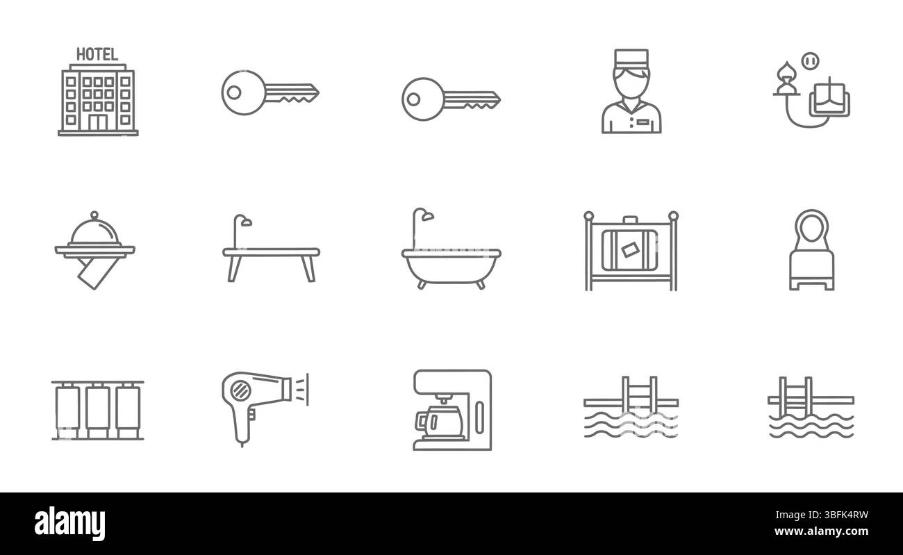 Hotel and Accommodation Icon Set – Hospitality, Lodging, Travel, and ...