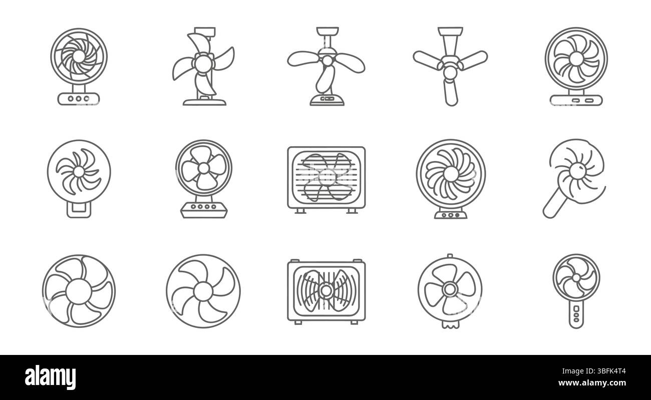 Fan Icon Set – Cooling, Airflow, Ventilation, and Appliance Symbols ...