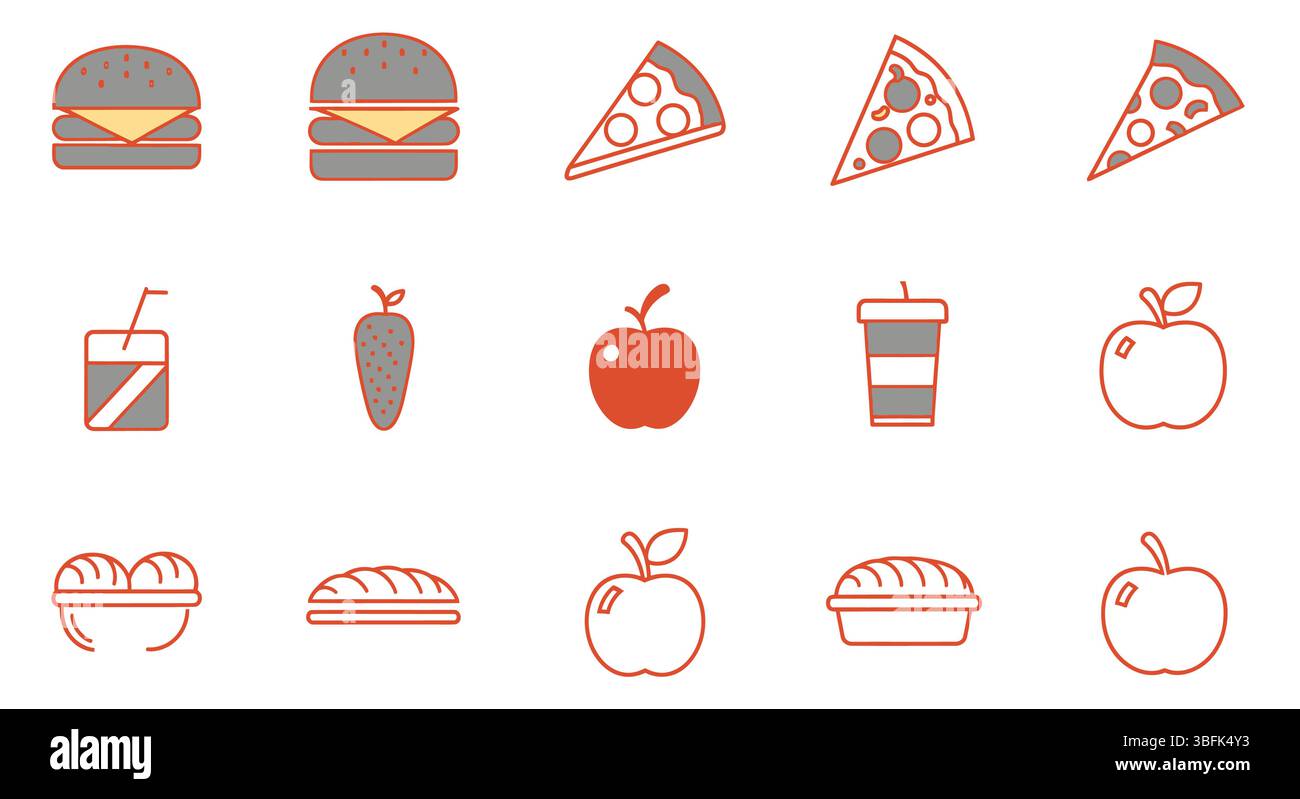 Food Icon Set – Cuisine, Cooking, Dining, and Culinary Symbols Stock ...