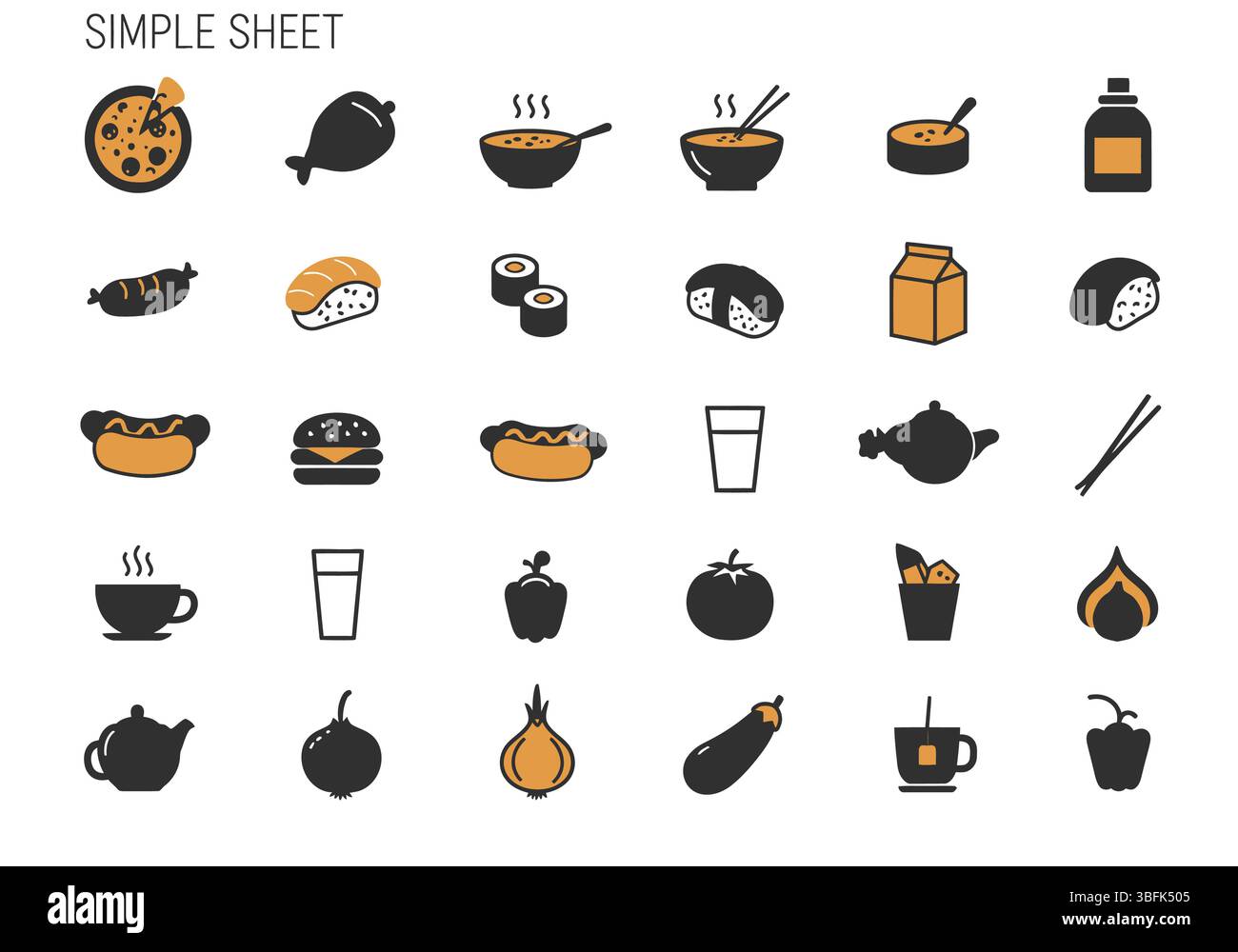 Food Icon Set – Cuisine, Cooking, Dining, and Culinary Symbols Stock ...