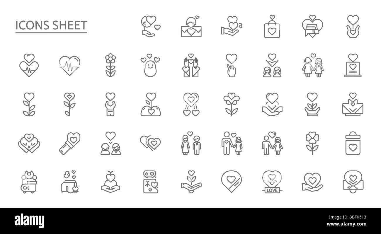 Love Icon Set – Romance, Heart, Relationship, and Valentine Symbols ...