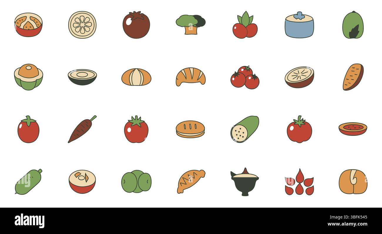 Food Icon Set – Cuisine, Cooking, Dining, and Culinary Symbols Stock ...