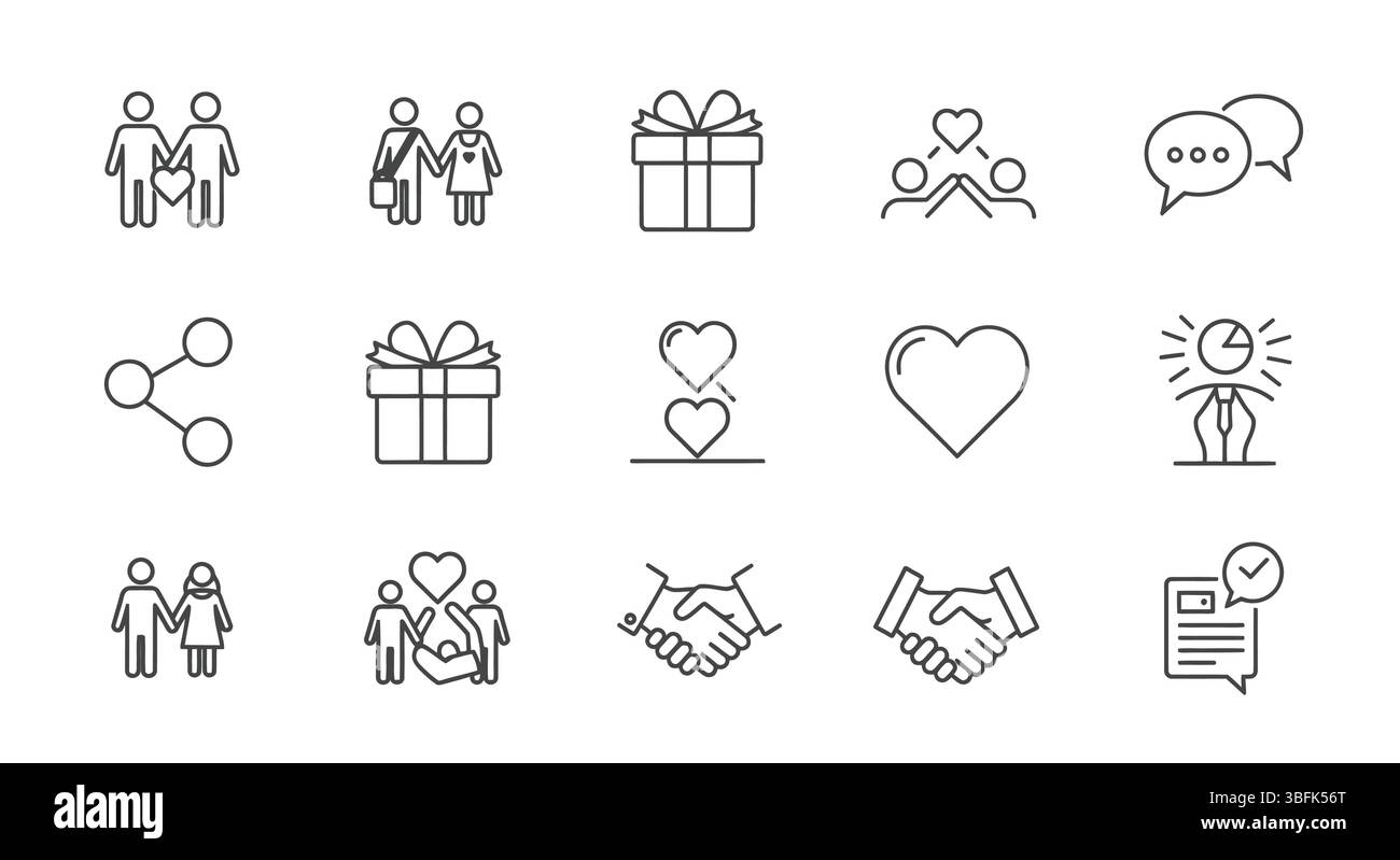 Friendship Icon Set – Connection, Support, Trust, and Togetherness Symbols Stock Vector Image ...