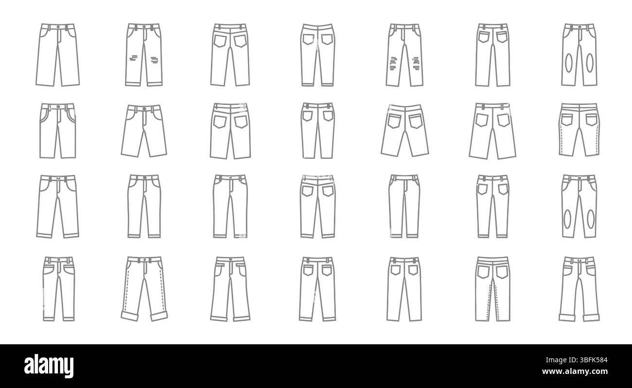Jeans Icon Set – Denim, Casual Wear, Fashion, and Clothing Symbols ...