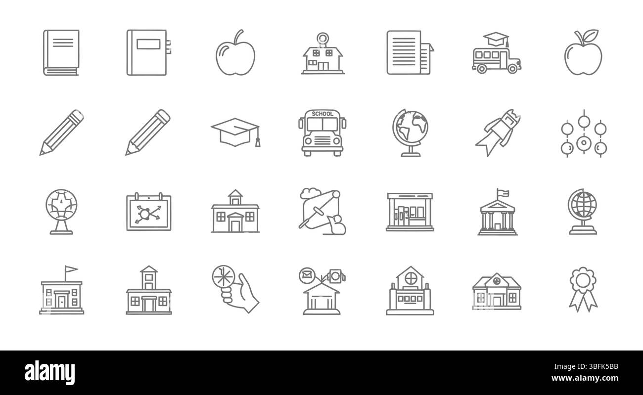 School Icon Set – Education, Learning, Classroom, and Academic Symbols ...
