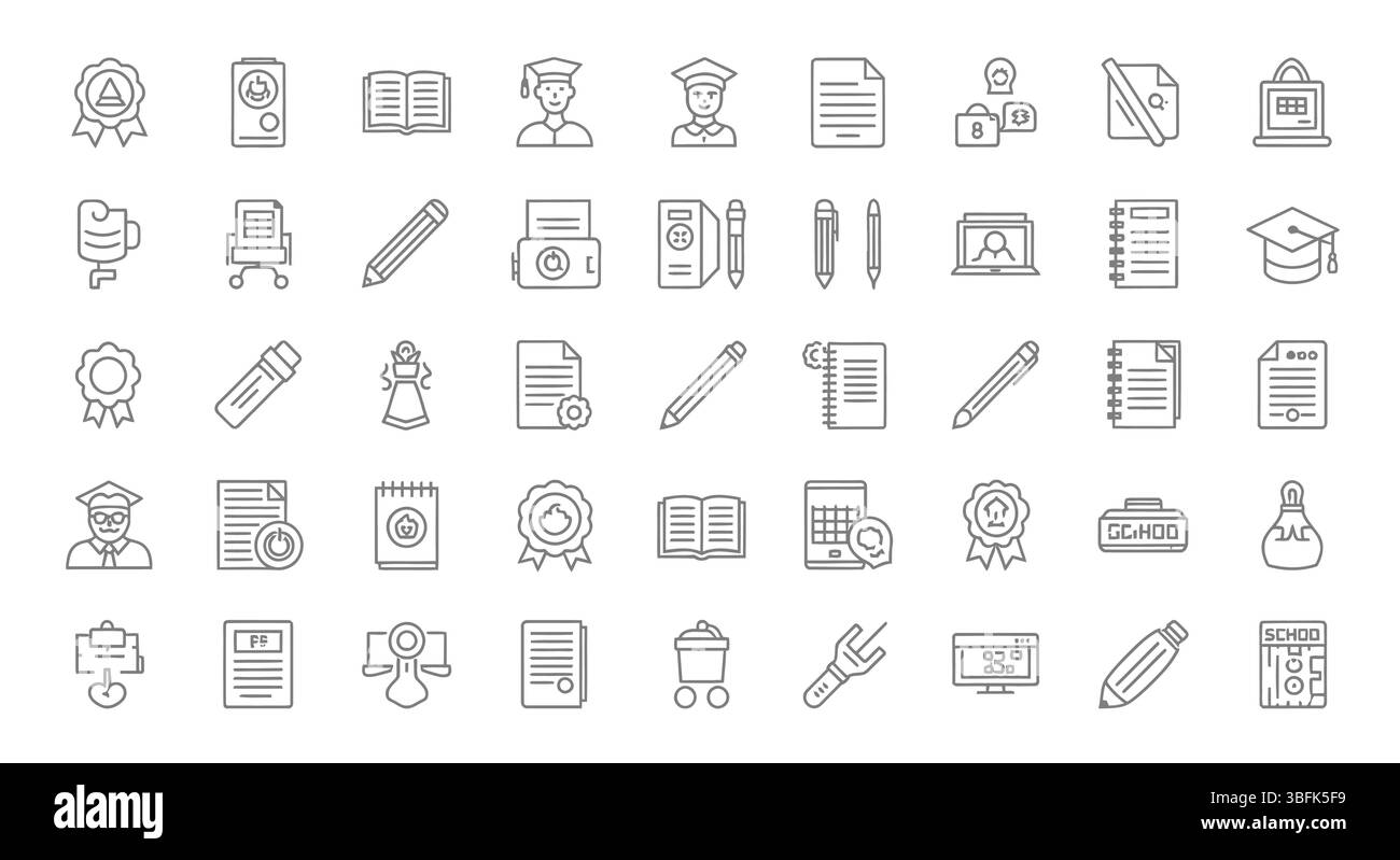 School Icon Set – Education, Learning, Classroom, and Academic Symbols ...