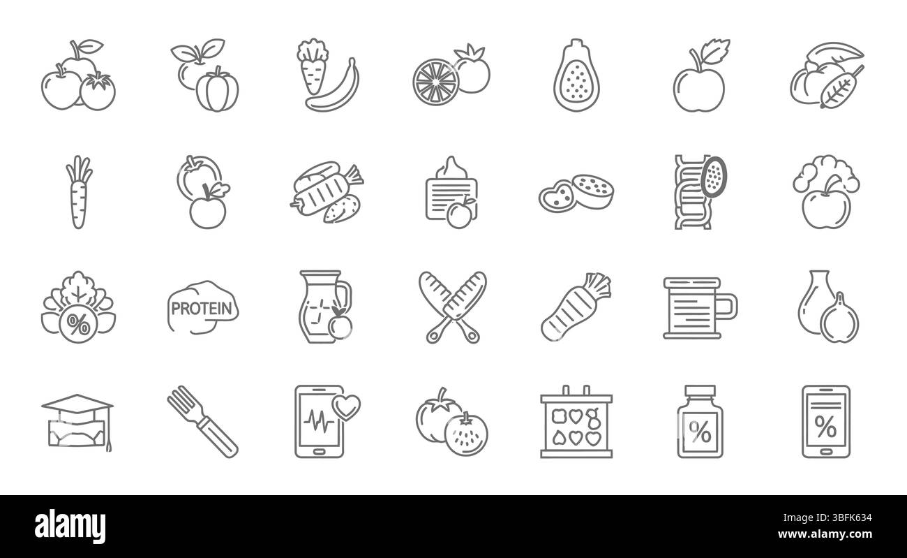 Nutrition Icon Set – Healthy Eating, Diet, Food, and Wellness Symbols ...