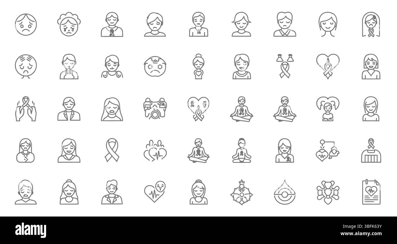 Mental Health Icon Set – Wellness, Mindfulness, Therapy, and Support ...