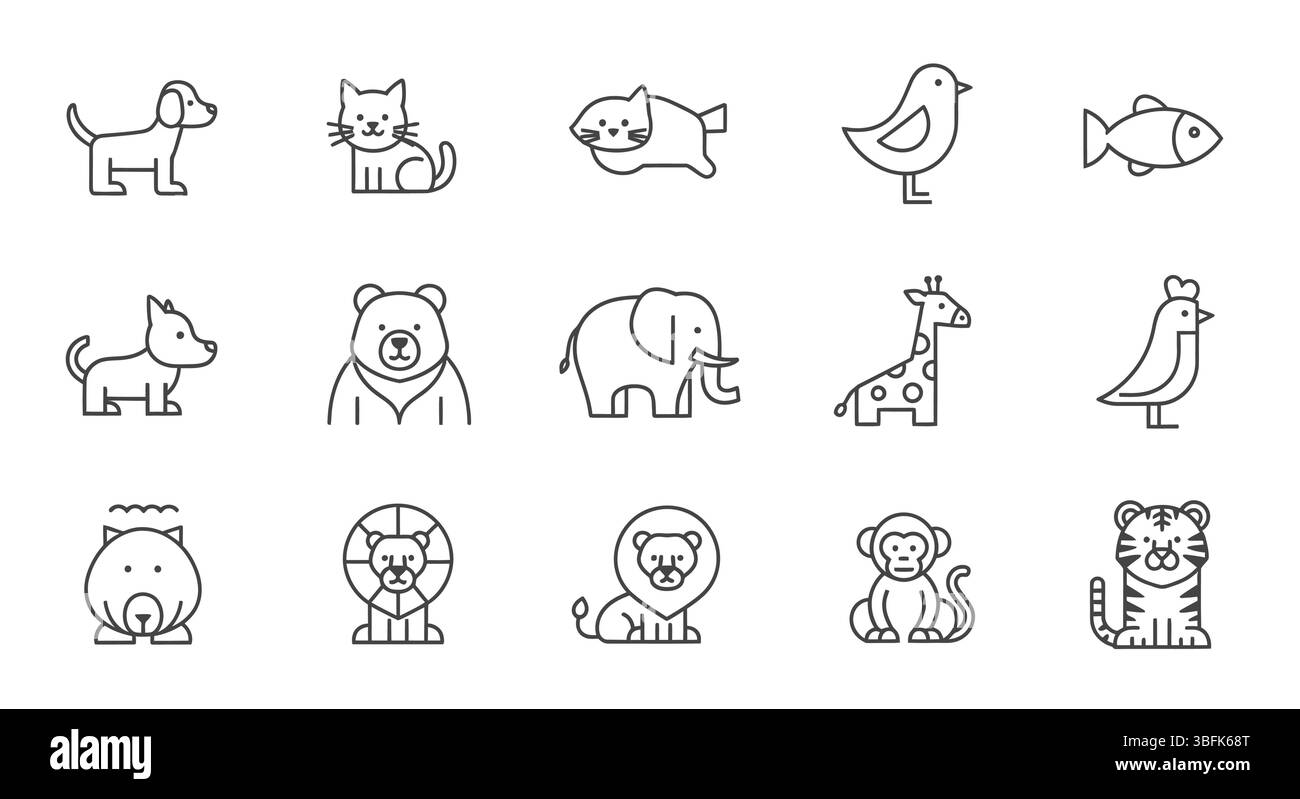 Animals Icon Set – Wildlife, Pets, Nature, and Animal Kingdom Symbols ...