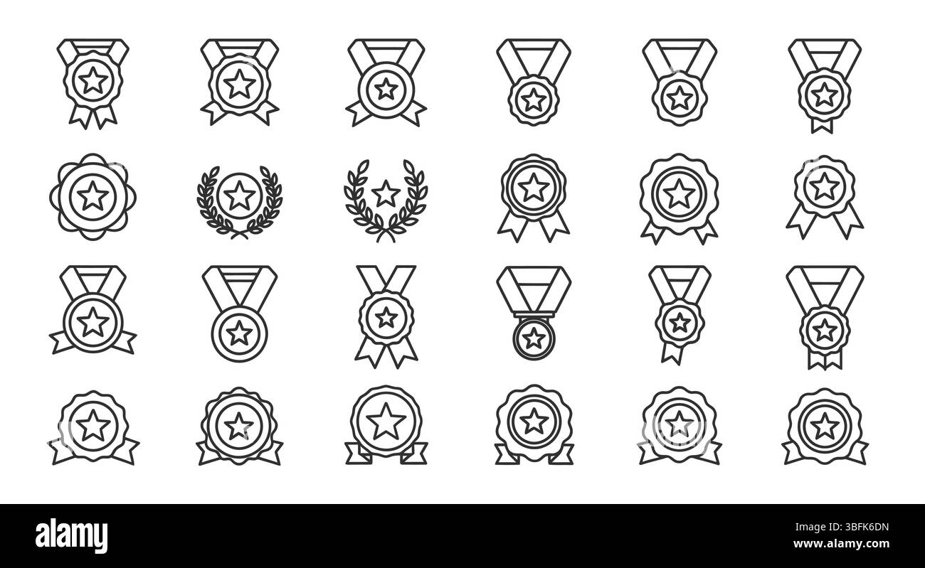 Medal Icon Set – Award, Achievement, Trophy, and Recognition Symbols ...