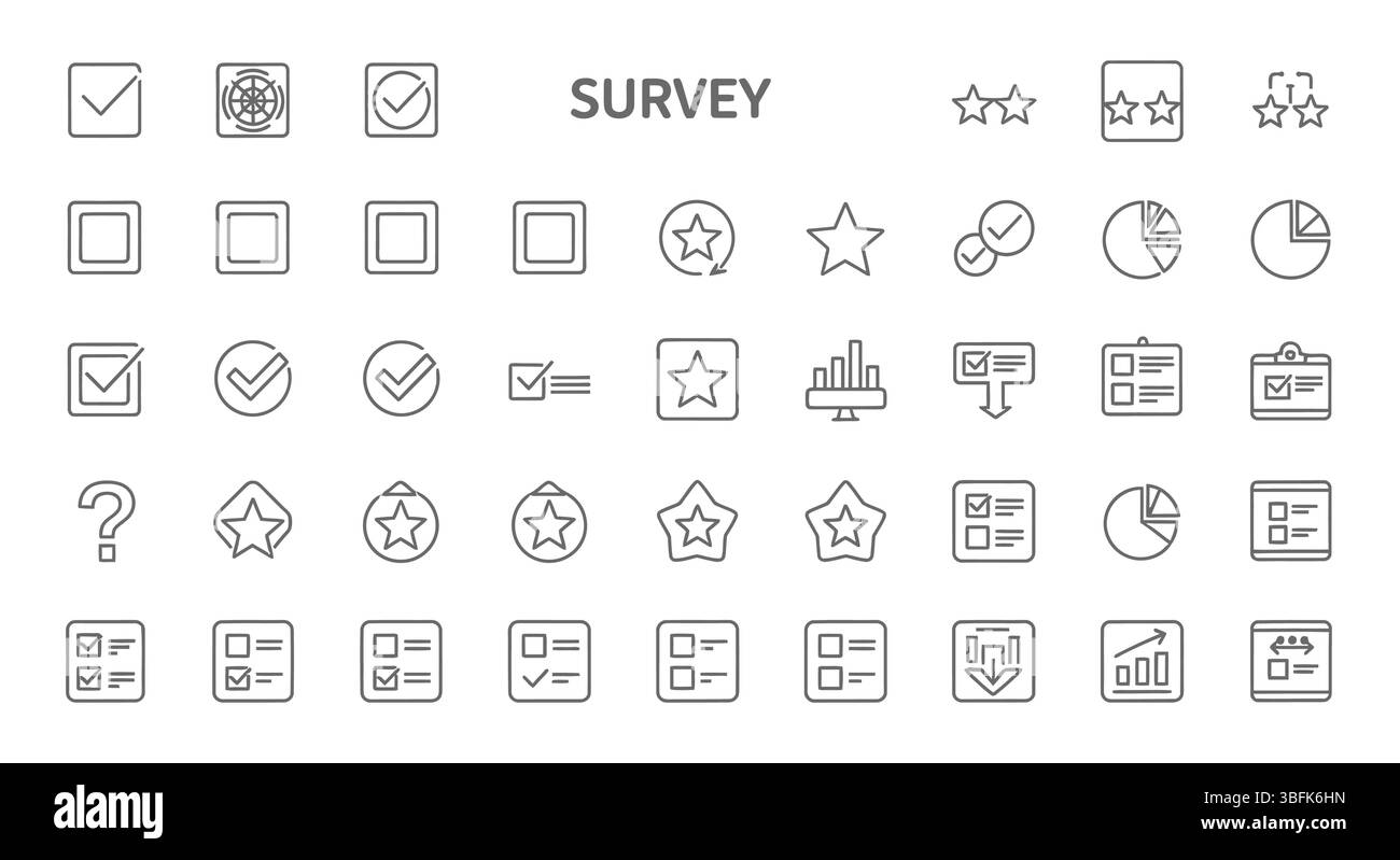 Survey Icon Set – Questionnaire, Feedback, Poll, and Data Collection ...