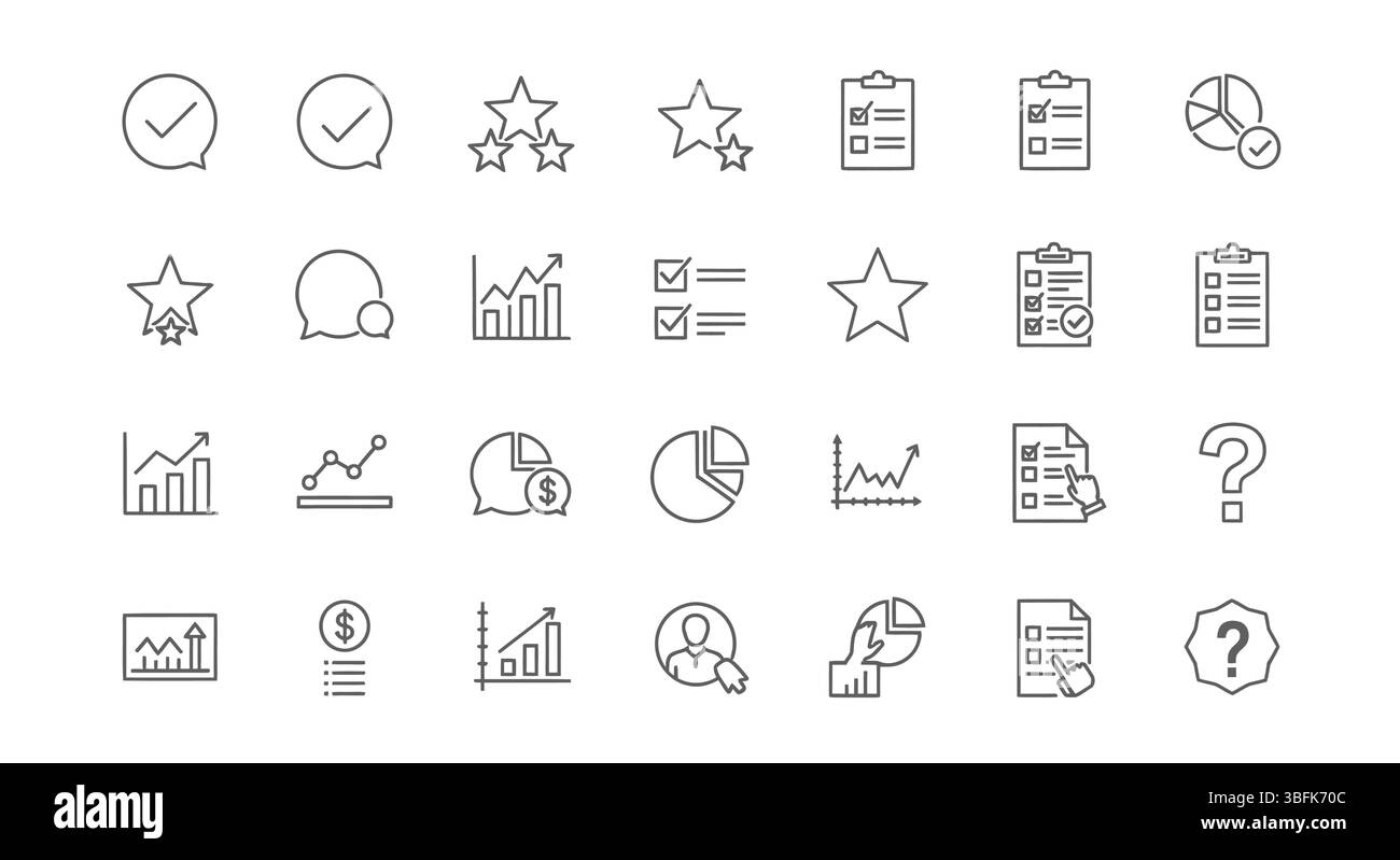Survey Icon Set – Questionnaire, Feedback, Poll, and Data Collection ...