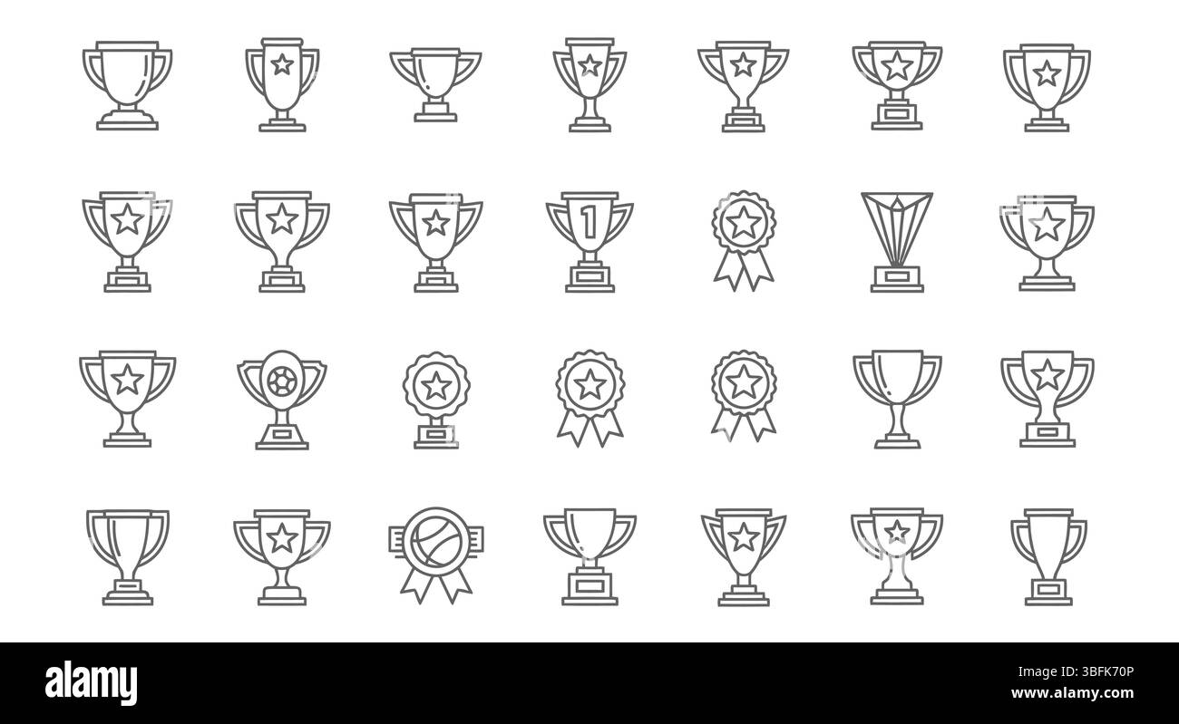 Trophy Icon Set – Award, Achievement, Winner, and Prize Symbols Stock ...