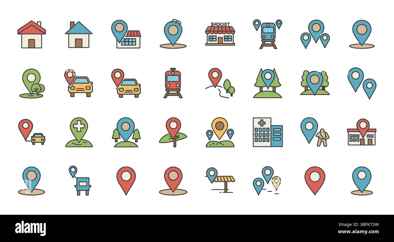 Location Icon Set – Map, GPS, Pin, and Navigation Symbols Stock Vector Image & Art - Alamy