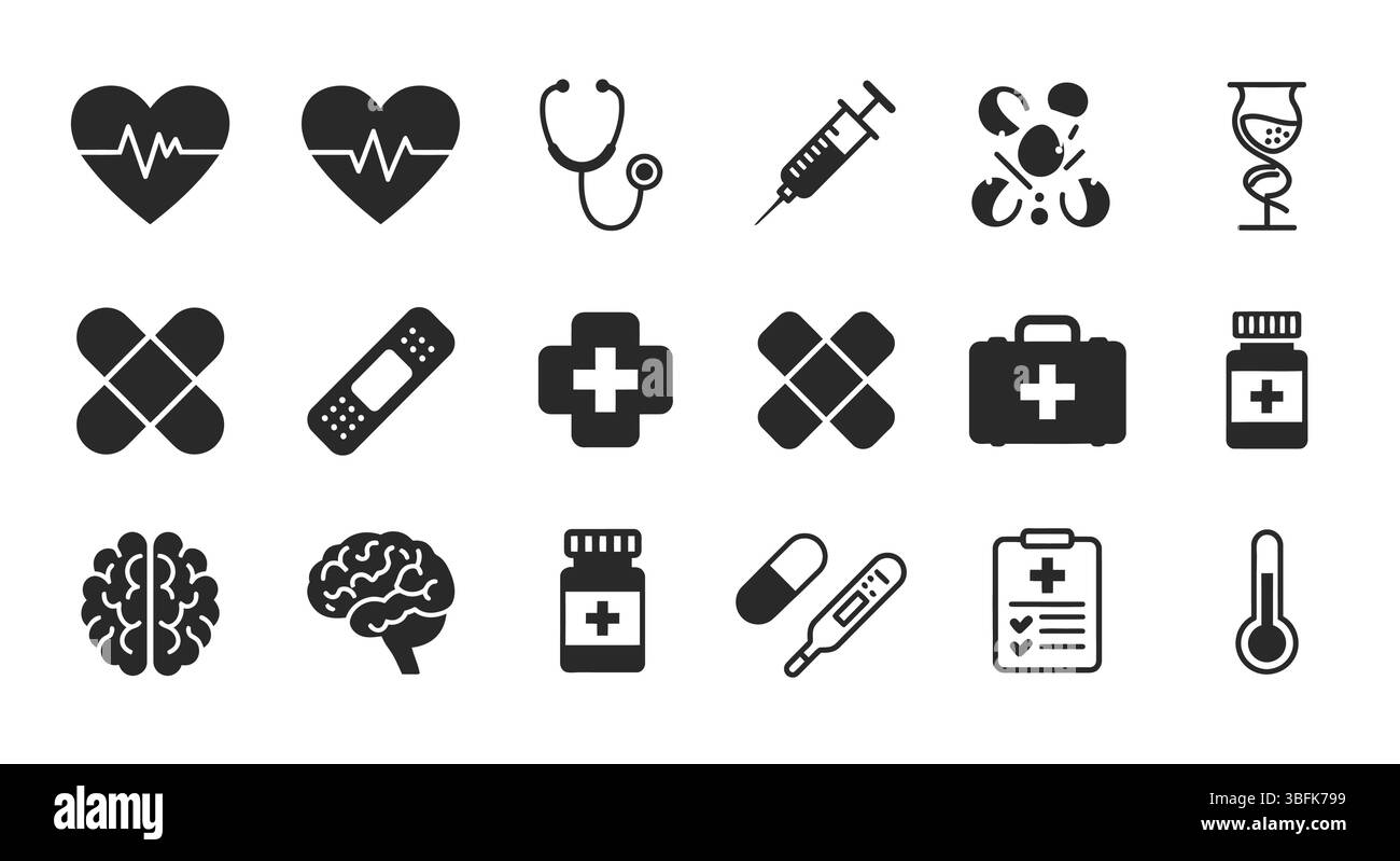 Medical Icon Set – Health, Medicine, Healthcare, and Hospital Symbols ...