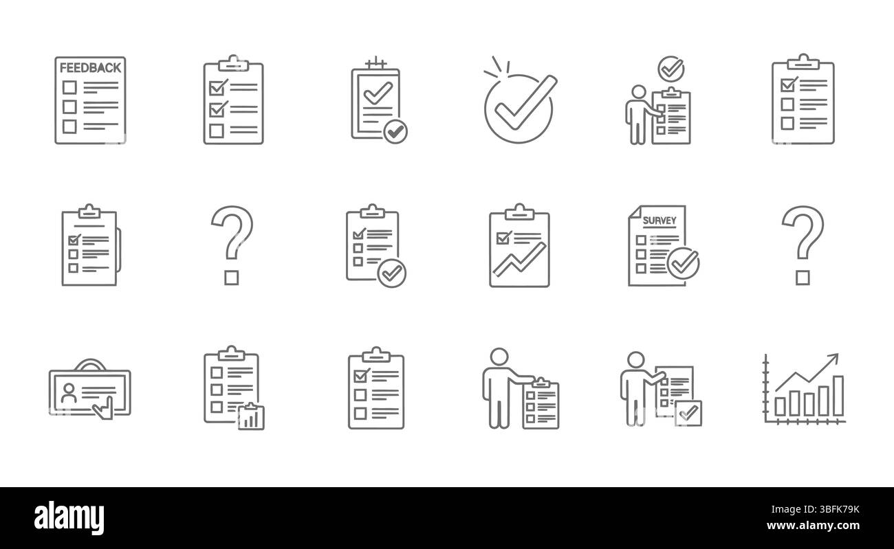 Survey Icon Set – Questionnaire, Feedback, Poll, and Data Collection ...