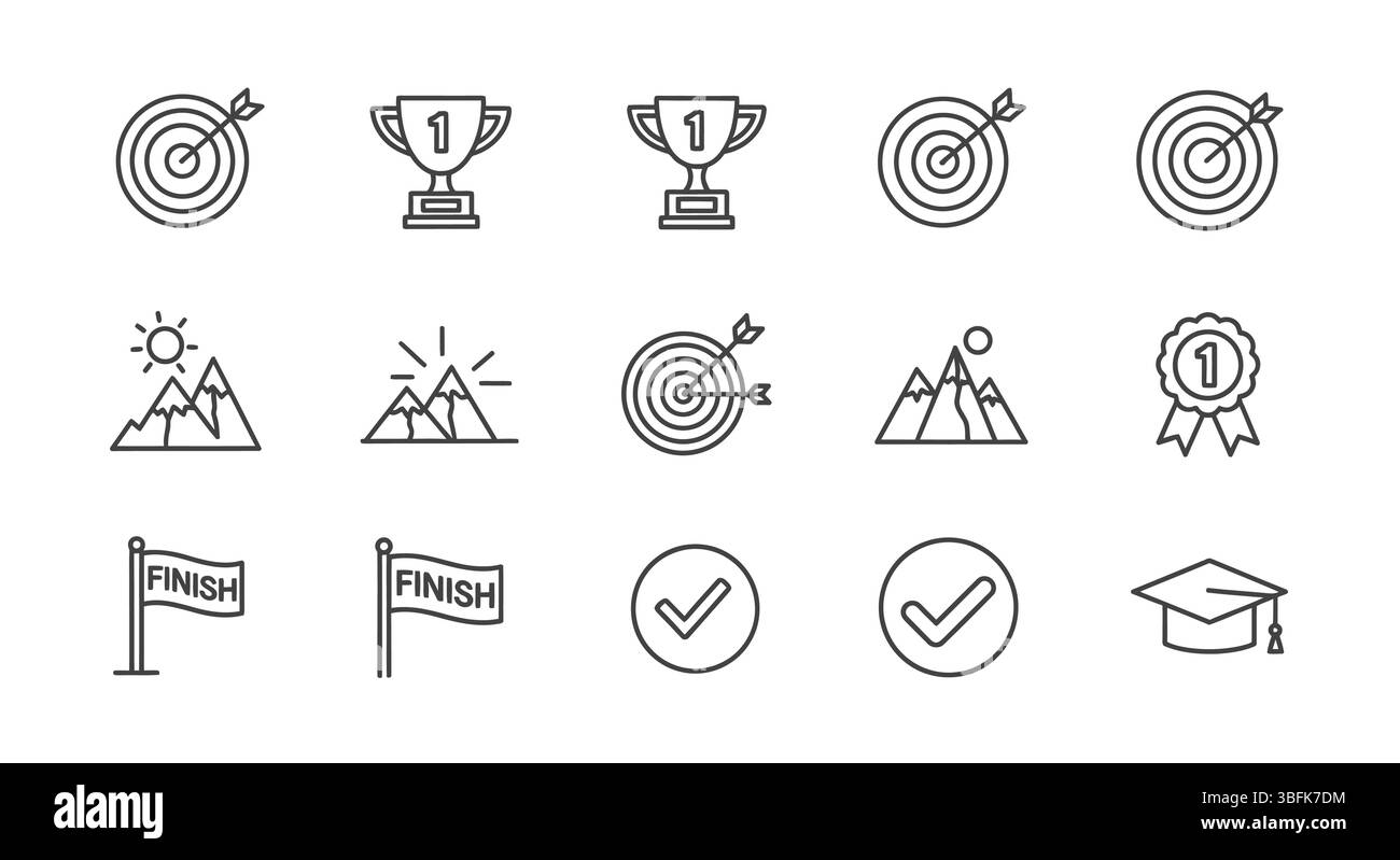 Target & Goal Icon Set – Focus, Aim, Strategy, and Success Symbols ...