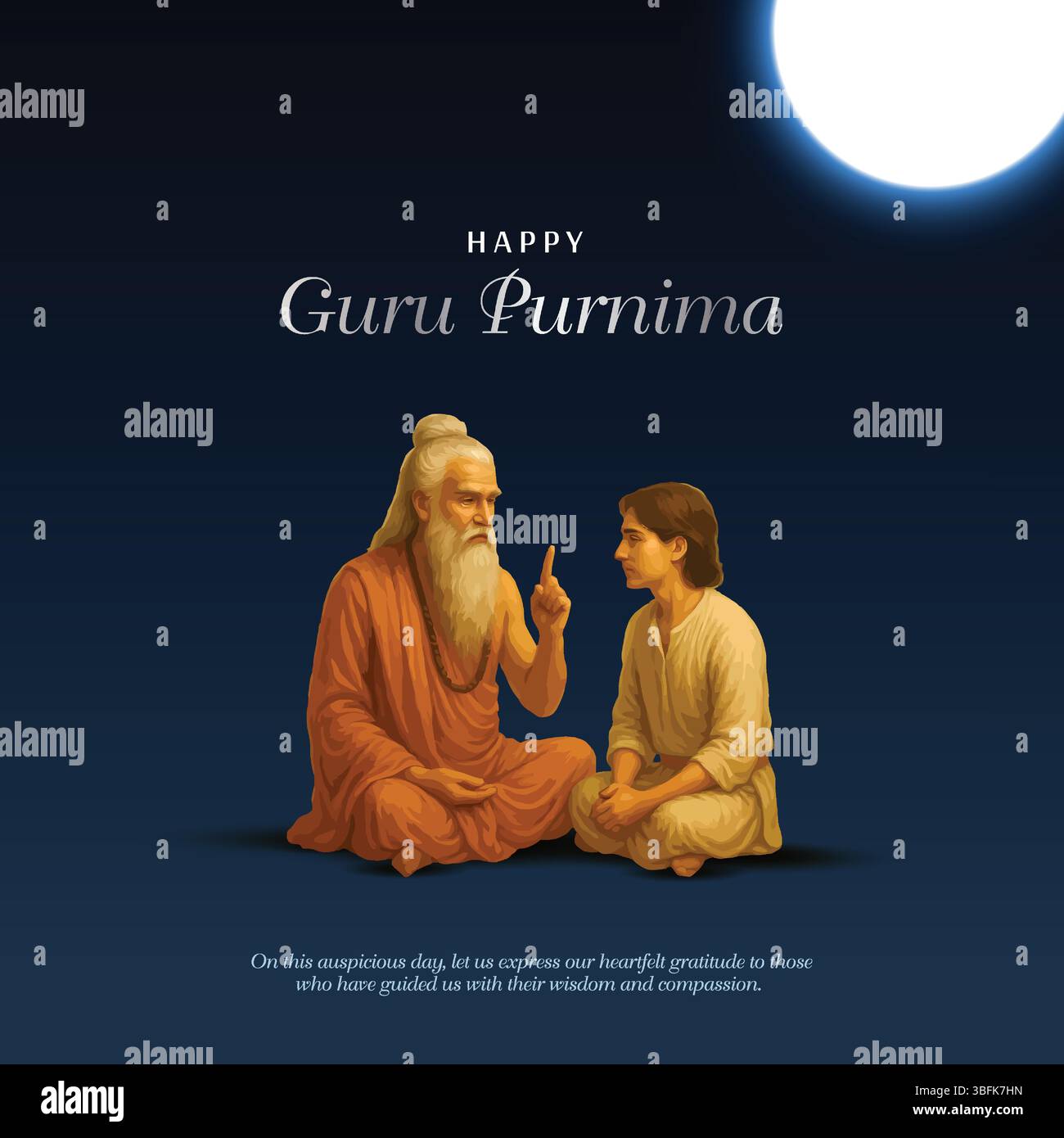 Happy guru Purnima guru and shishya teaching . god abstract Vector ...