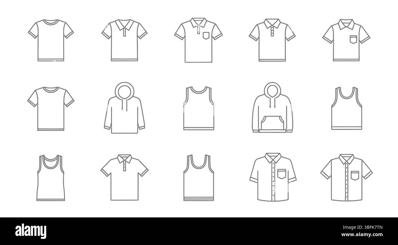 Shirt Icon Set – Clothing, Fashion, Apparel, and Wardrobe Symbols Stock ...