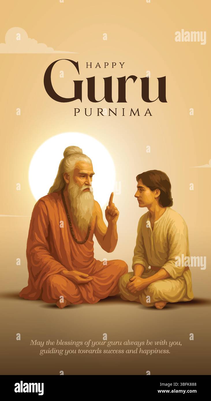 Happy guru Purnima guru and shishya teaching . god abstract Vector ...