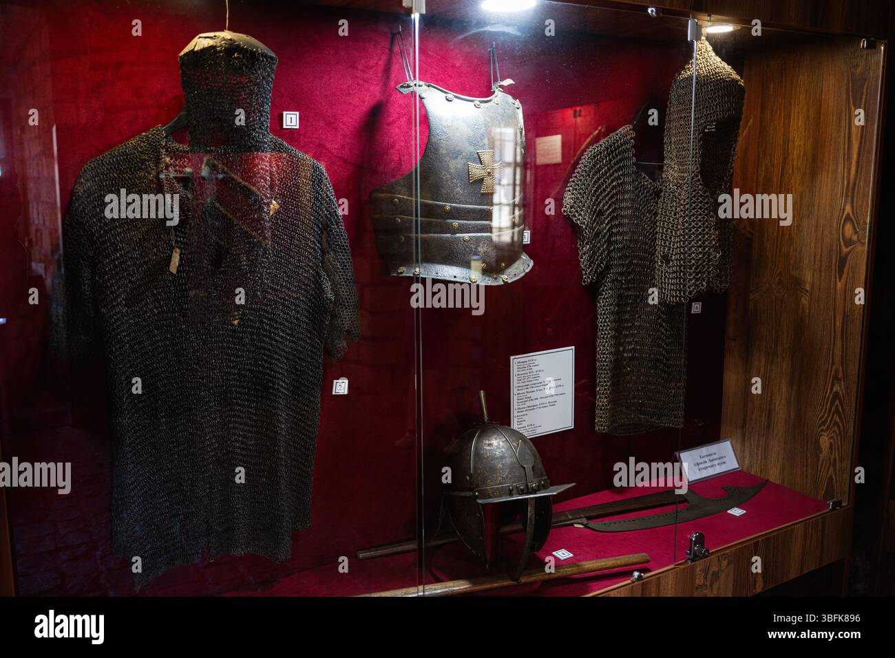 Zbarazh, Ukraine - May 30, 2025: Showcasing historical chainmail, armor ...