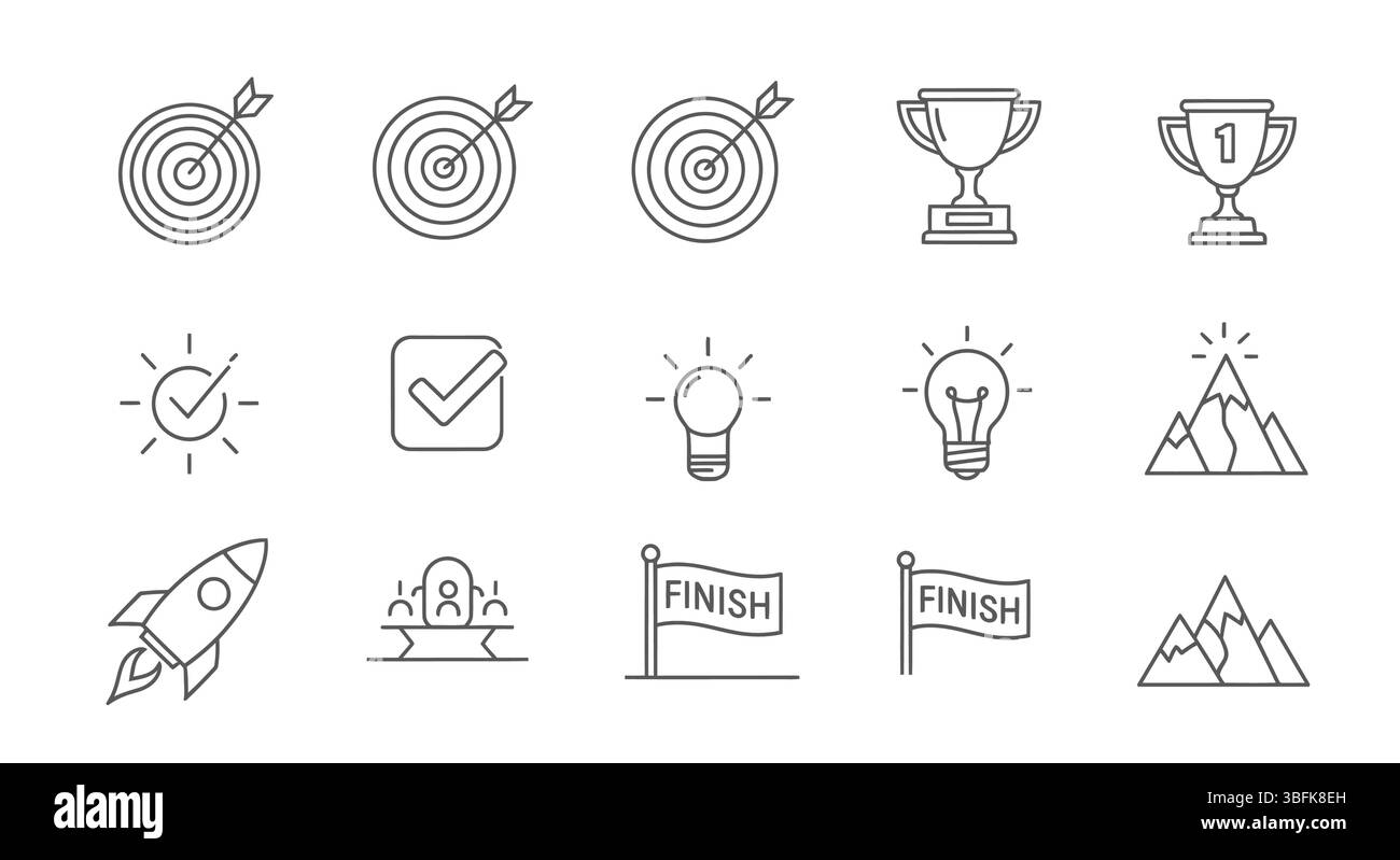Target & Goal Icon Set – Focus, Aim, Strategy, and Success Symbols ...