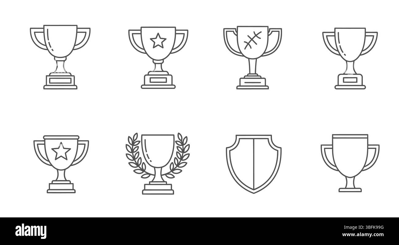 Trophy Icon Set – Award, Achievement, Winner, and Prize Symbols Stock ...