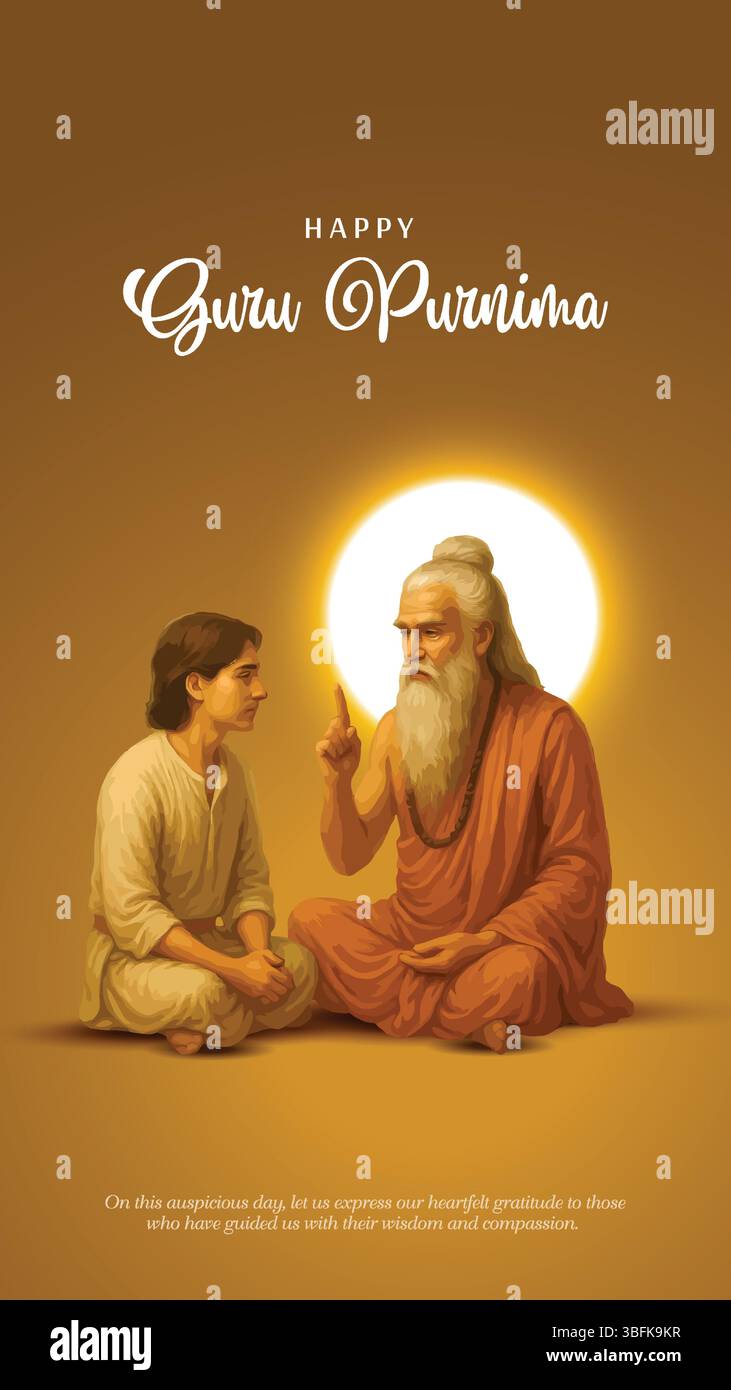 Happy guru Purnima guru and shishya teaching . god abstract Vector ...