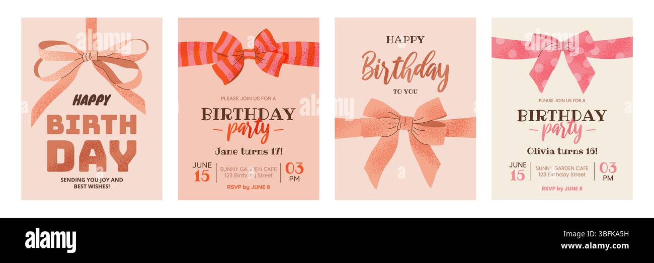 Set of vertical Happy Birthday greeting cards Stock Vector Image & Art ...