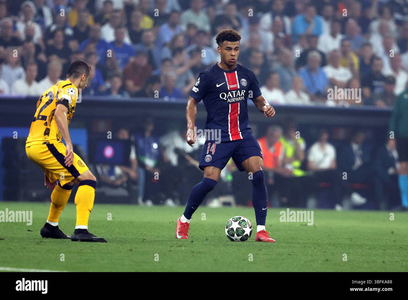 Desire Doue of PSG seen in action during the 2024-2025 UEFA Champions ...