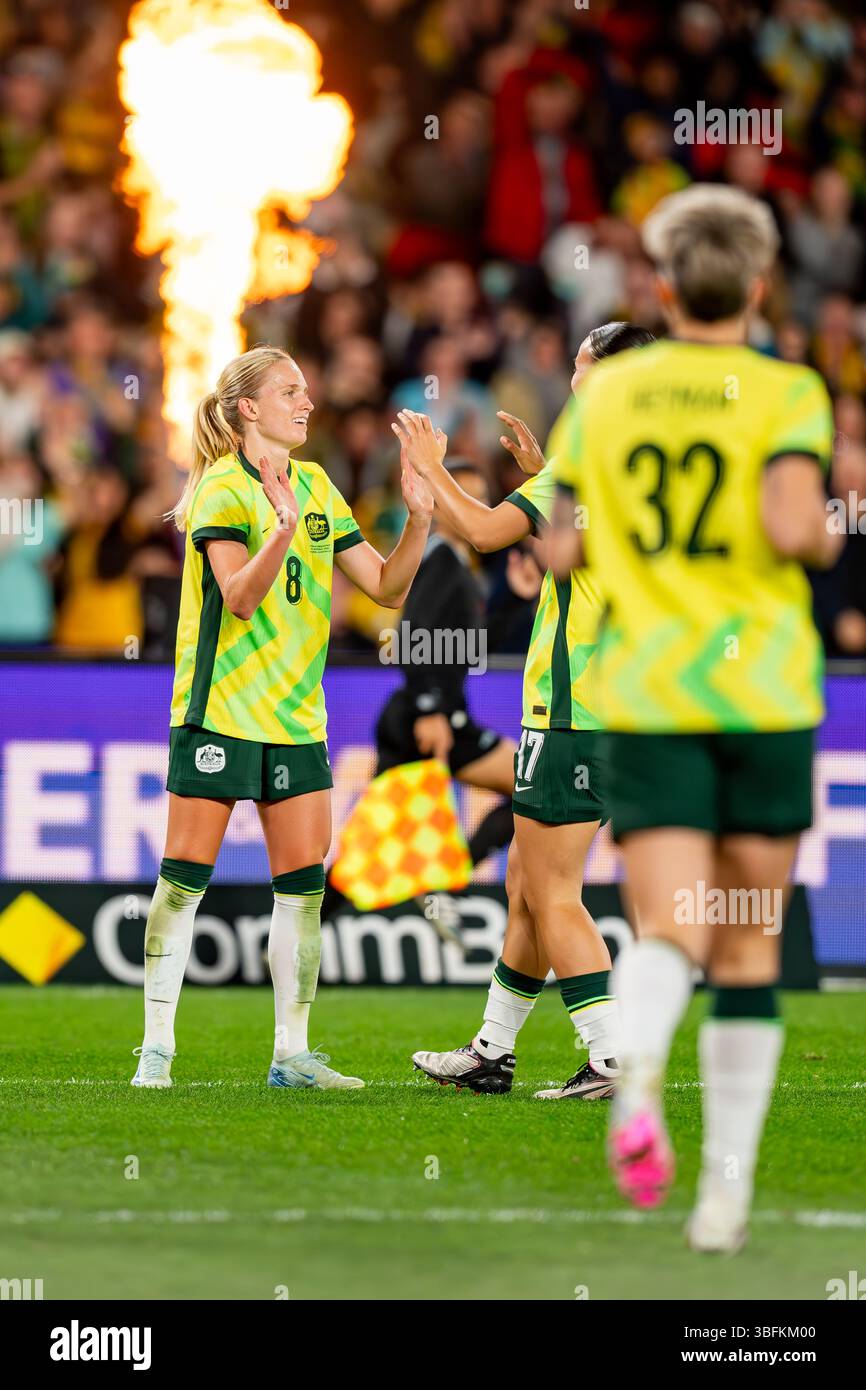 Melbourne, Australia. 30th May, 2025. Kaitlyn Torpey of the Matildas ...