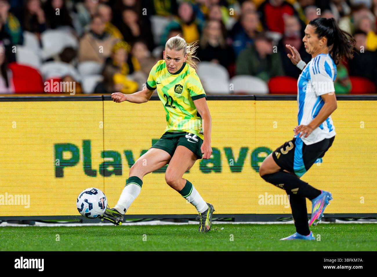 Charli Grant of the Matildas seen in action during the friendly game ...
