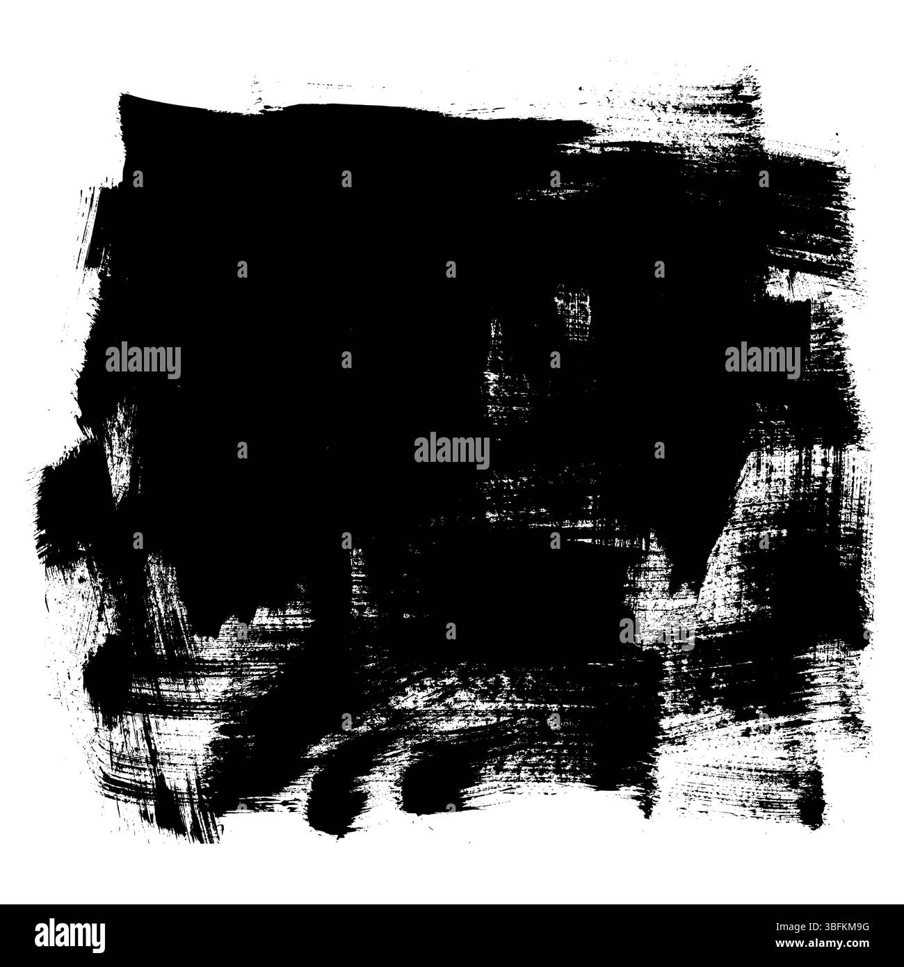 Grunge Paintbrush Black Square Box. Black Grunge Brush Stroke Texture ...