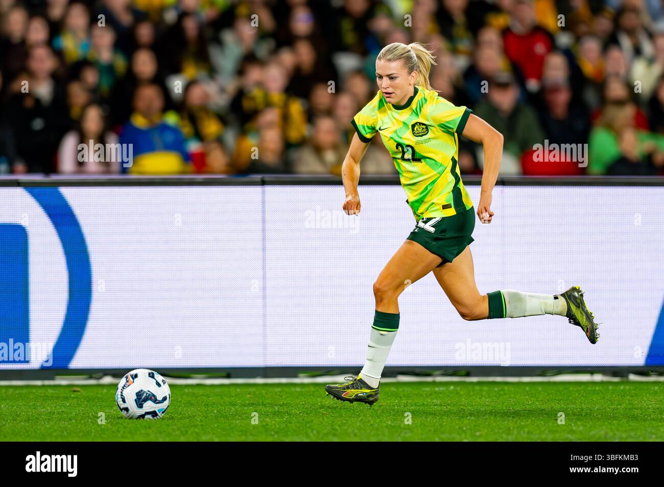 Charli Grant of the Matildas seen in action during the friendly game ...