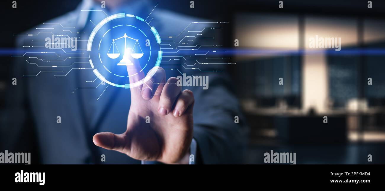 Digital Law and Legal Technology Illustrated on Virtual Interface Stock ...