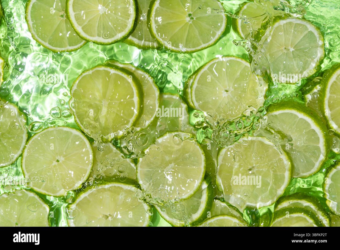 Splashing Lime Slices in Water Fresh Summer Background Stock Photo - Alamy