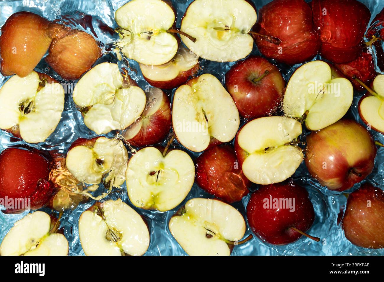 Apple Splash in Water Fresh Fruit Top View Stock Photo - Alamy