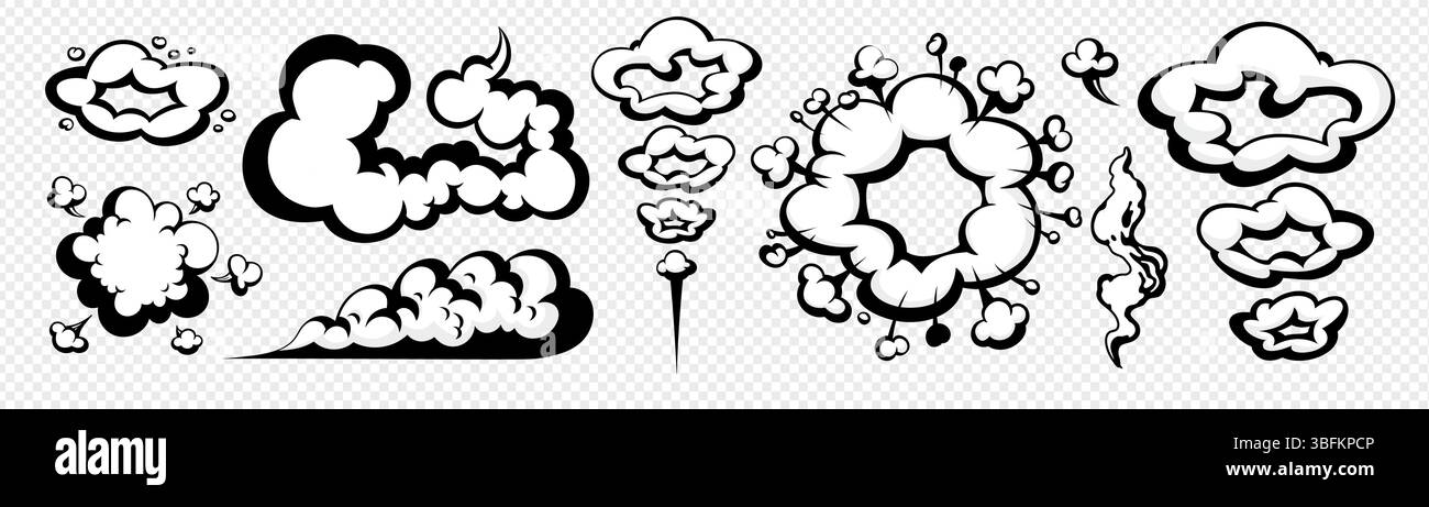 Cartoon comic cloud smoke puff with motion trail, isolated on ...