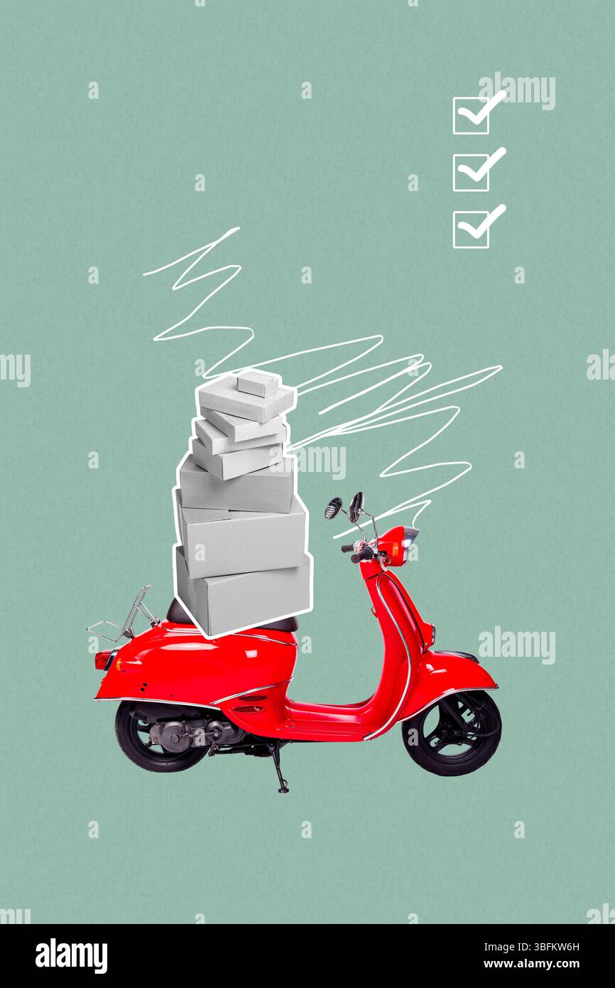 Composite image montage trend artwork collage of motorbike transport ...