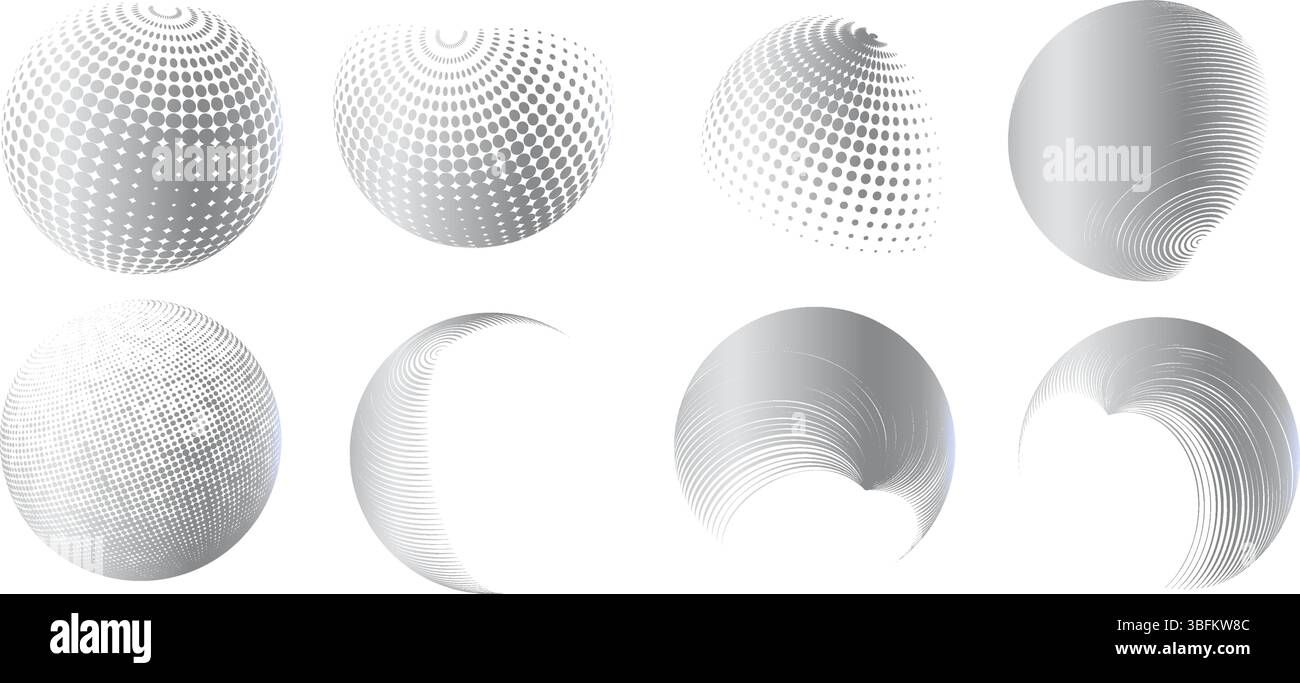 Contemporary set of halftone rounded 3d figures Stock Vector Image ...