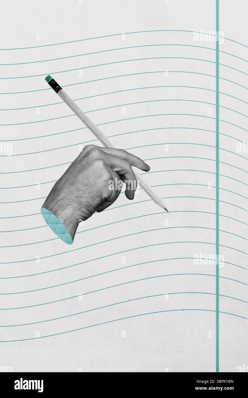 Composite artwork 3D photo collage trend template of copybook sheet ...