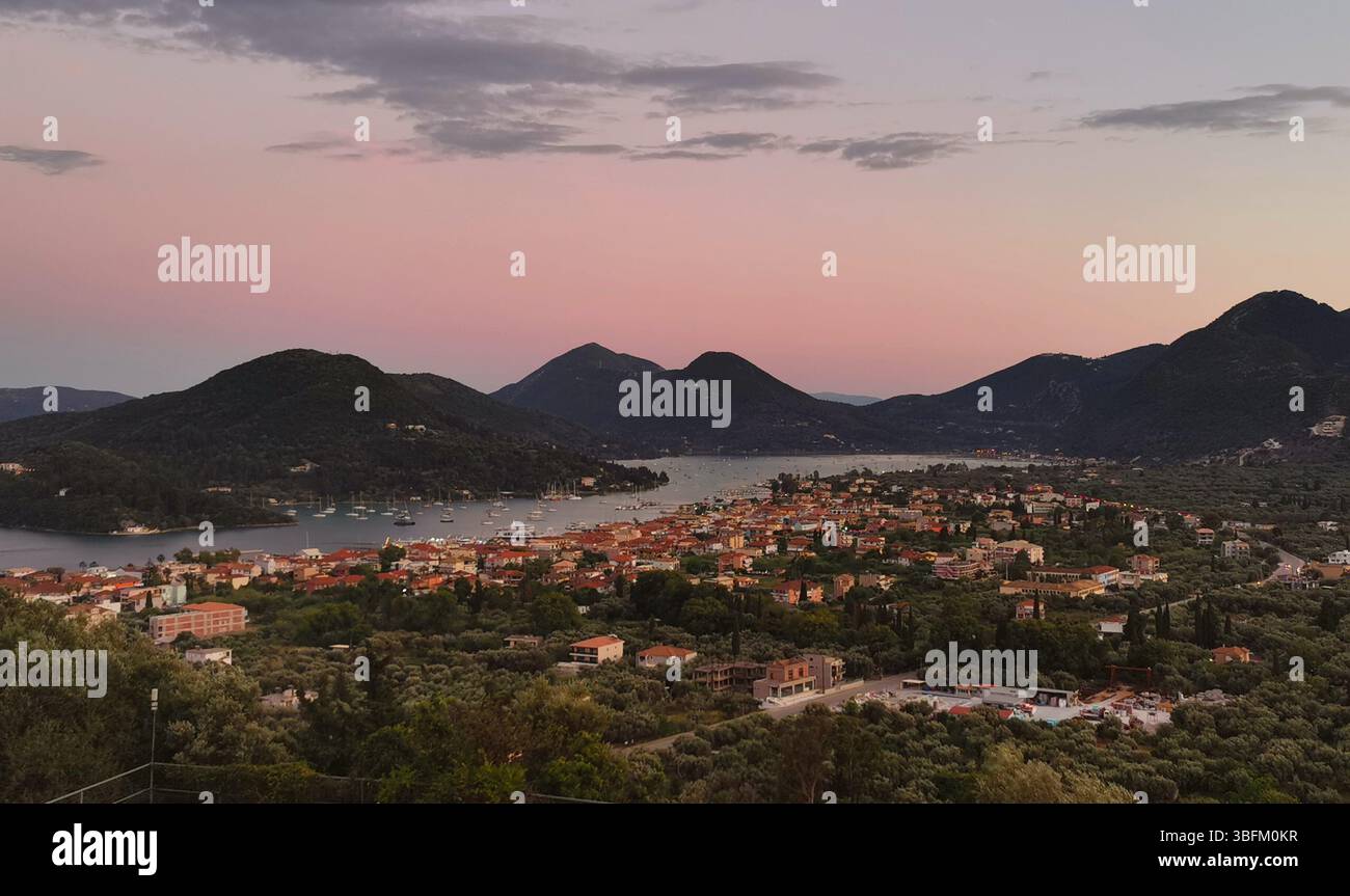 Nydri or Nidri on Lefkada island Greece. A popular tourist resort and ...