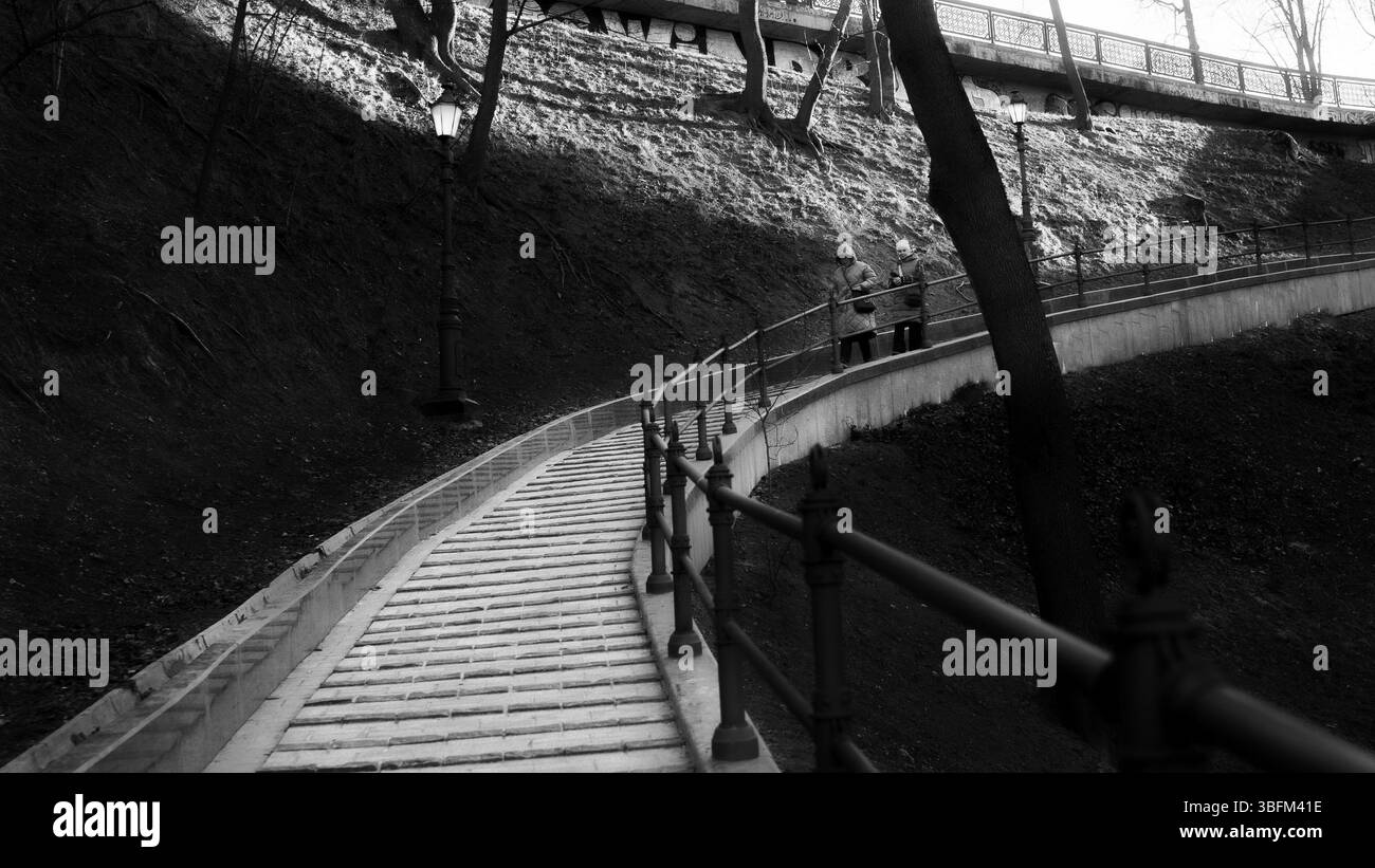 Spring in city park Black and White Stock Photos & Images - Alamy