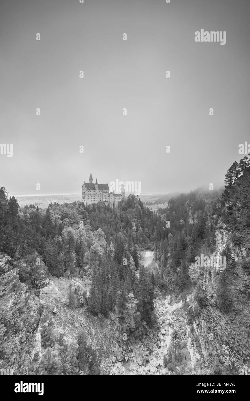 Neuschwanstein castle forggensee fuessen Black and White Stock Photos ...