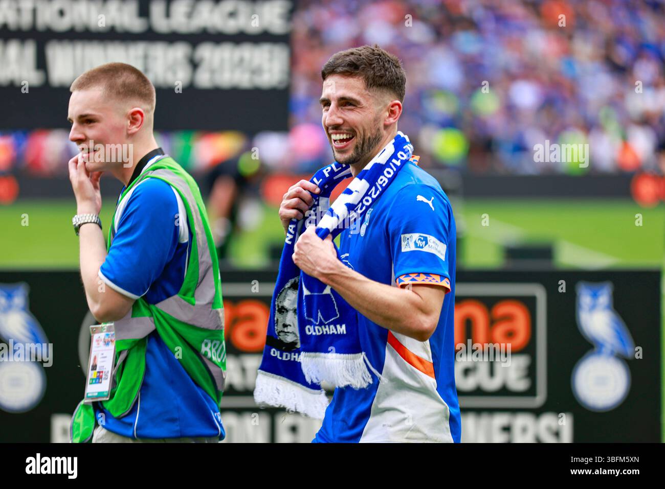 Tom Pett (4 Oldham Athletic) is happy with promotion during the ...