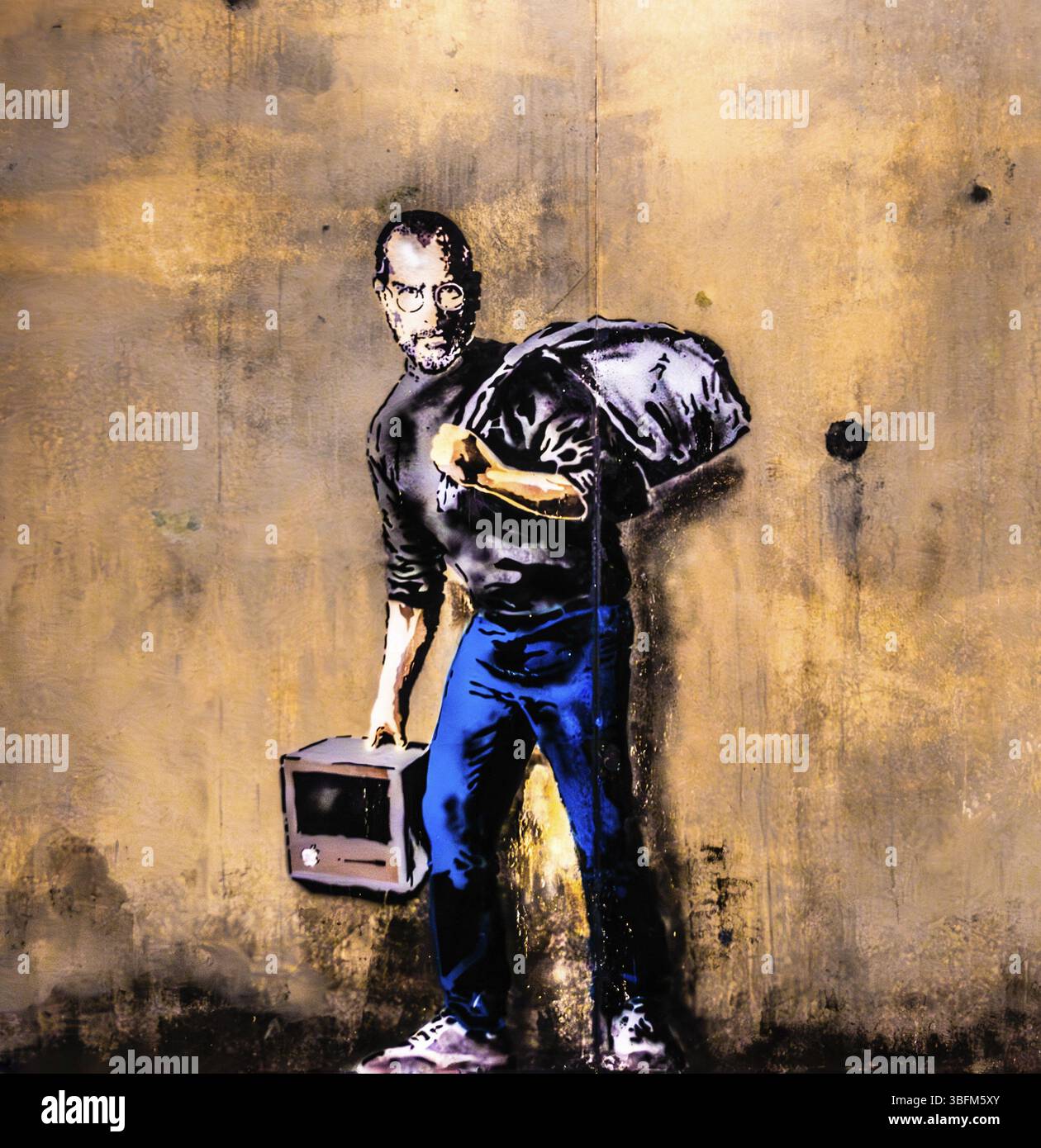 Banksy - Steve Jobs as a Syrian refugee in a refugee camp, 2015, The ...