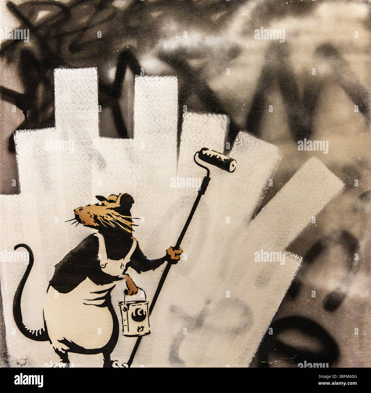 Banksy - Rat with paint roller, exhibition The World of Banksy Stock ...