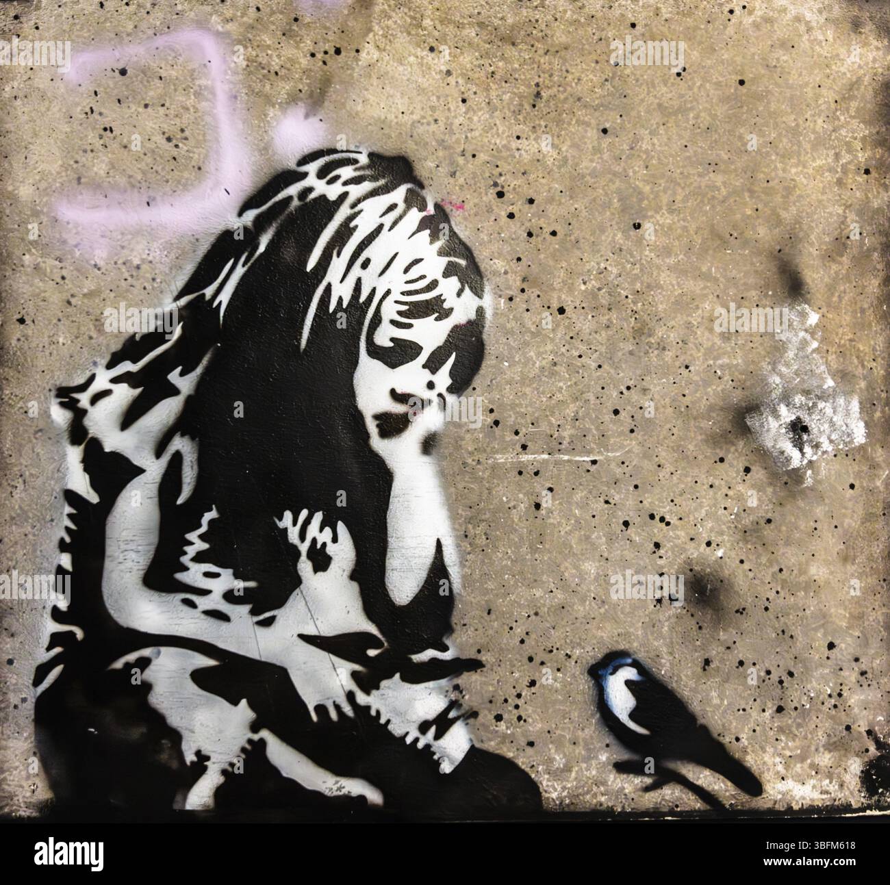 Banksy - Girl and Bird, Exhibition The World of Banksy Stock Photo - Alamy