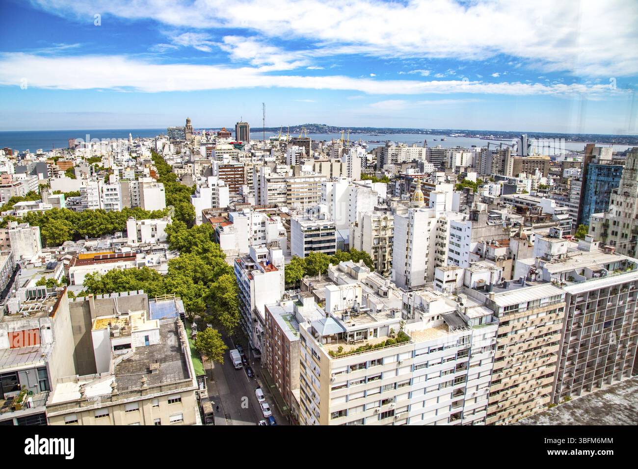 View of the historic centre of Montevideo from the Mirador panoramico ...
